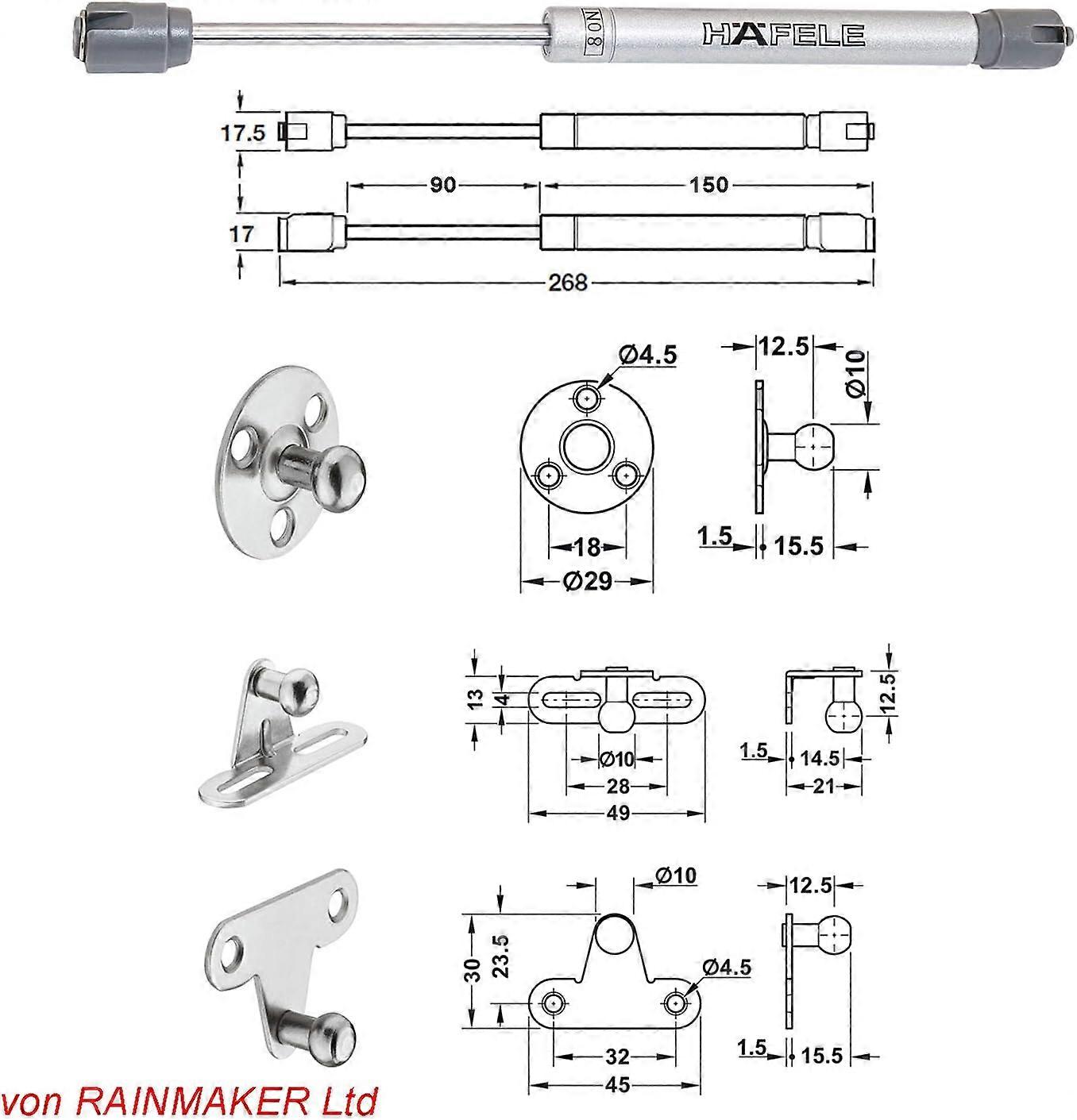 Hafele 60N Hydraulic Spring Gas Strut Shock Absorbers For Kitchen ...