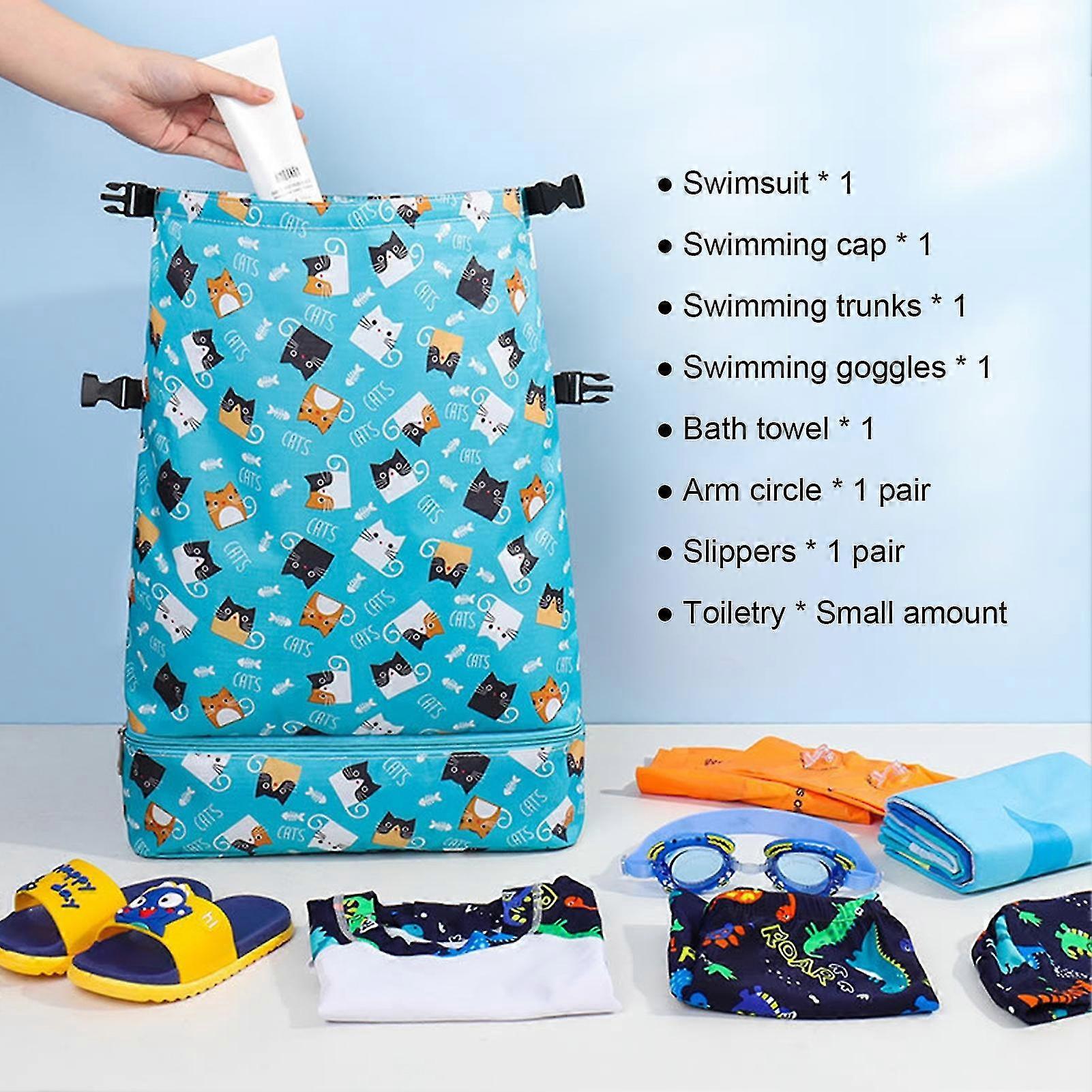Swimming Bag Wet And Dry Separation Adjustable Waterproof Cartoon Print ...
