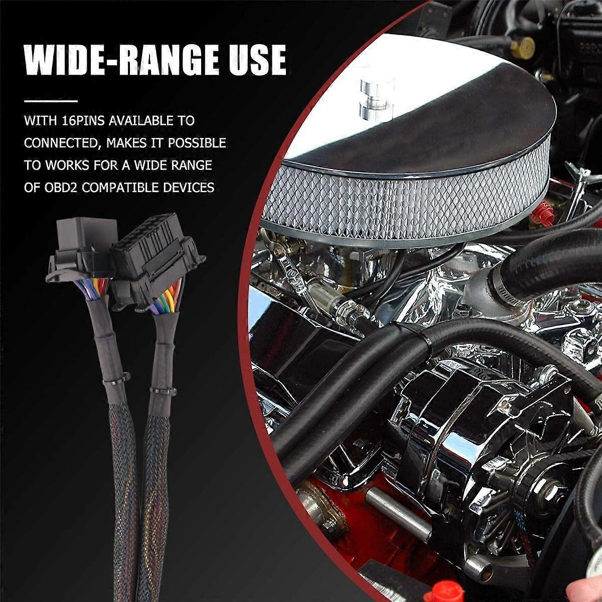 2 iN 1 OBD2 Extension Cable OBDII Male to 2 Female Splitter Car ...