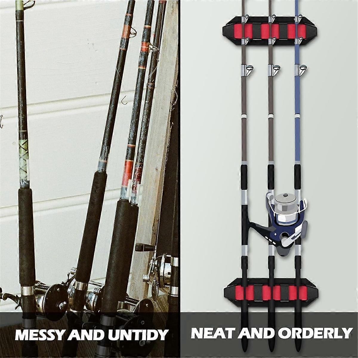 3 Rod Fishing Rod Holder Wall Mount Fishing Rod Rack Horizontal Rod ...