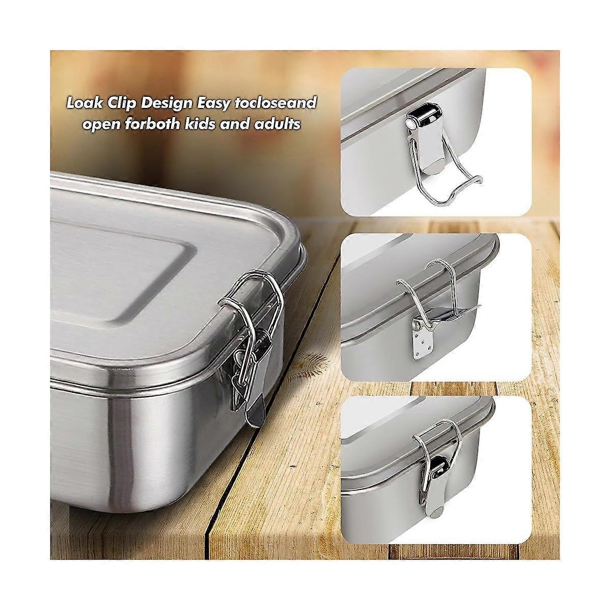 Stainless Steel Lunch Box, 1200 Ml Lunch Box, Leak-Proof with Removable ...