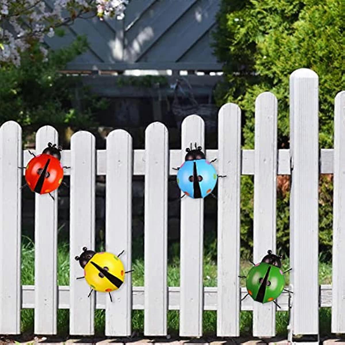 Metal Ladybird Decoration Pack of 4 Metal Ladybird Garden Decorations ...