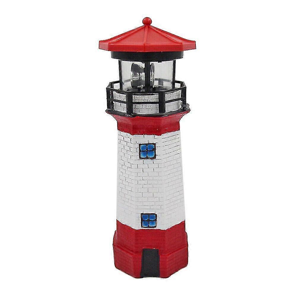 Led Solar Lighthouse Sensor Beacon Rotating Lamp Statue Garden Outdoor ...