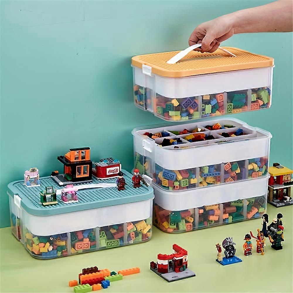 Toy Storage Box With Lid and grids, Large Storage Box For Assembled ...