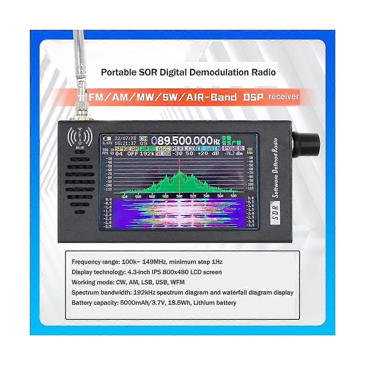 Portable Sdr Digital Demodulation Radio Fm / am / mw / sw / air-band ...