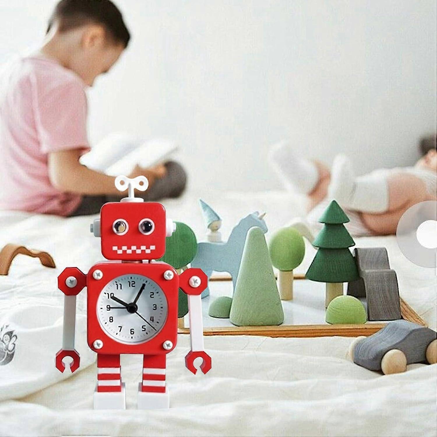 Robot Alarm Clock,Stainless Metal Non-Ticking Wake-up Clock with ...