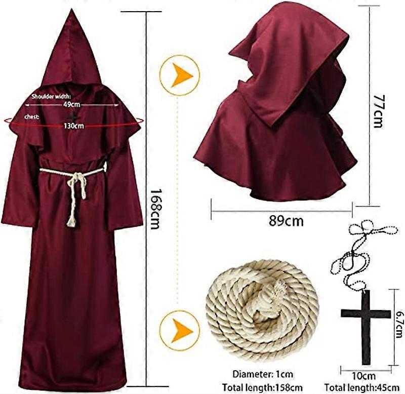 Monk Robe Medieval Renaissance Priest Wizard Cloak Cosplay Costume ...