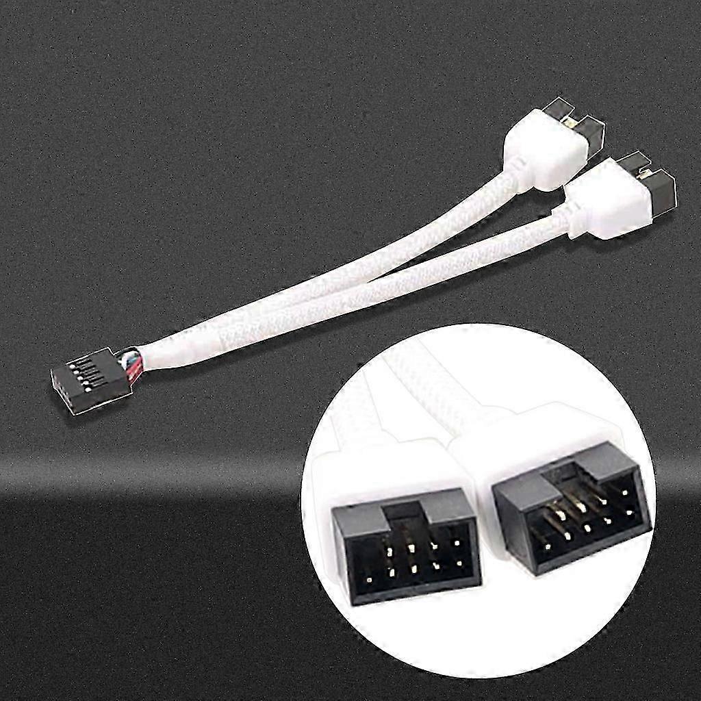 Mainboard USB 2.0 9Pin to 2x 9 Pin Shielded Cable Eliminates ...