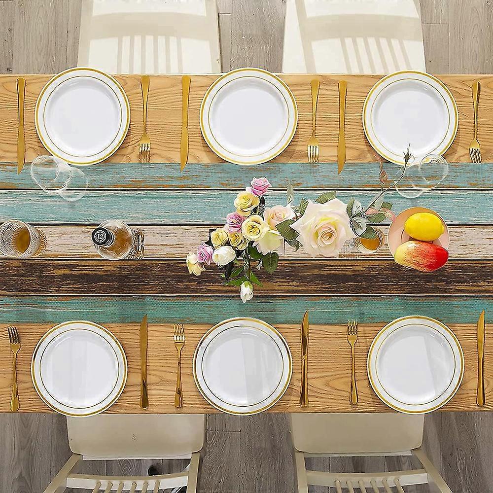 Table Runner Modern Living Room Spring Placemats Green Blue Gray Planks ...