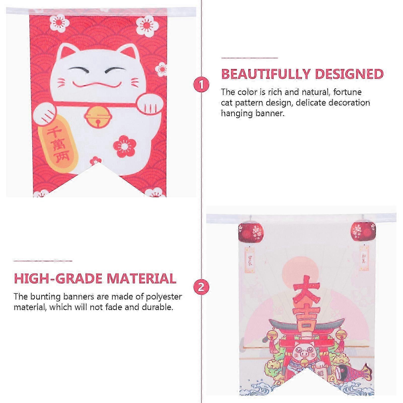Japandi Decor Maneki Neko Buntings Japanese Lucky Cat Banner Japanese ...