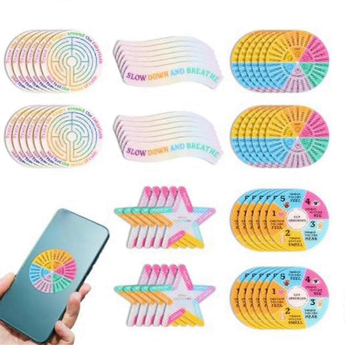 60 Pcs Calm Strips Anxiety Sensory Stickers, 5 Style Calming Strips ...