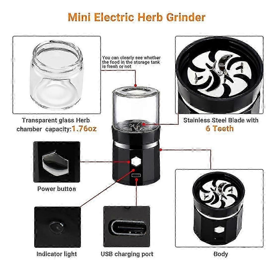 Mini Electric Grinder Portable Vanilla Grinder USB Rechargeable Mill ...