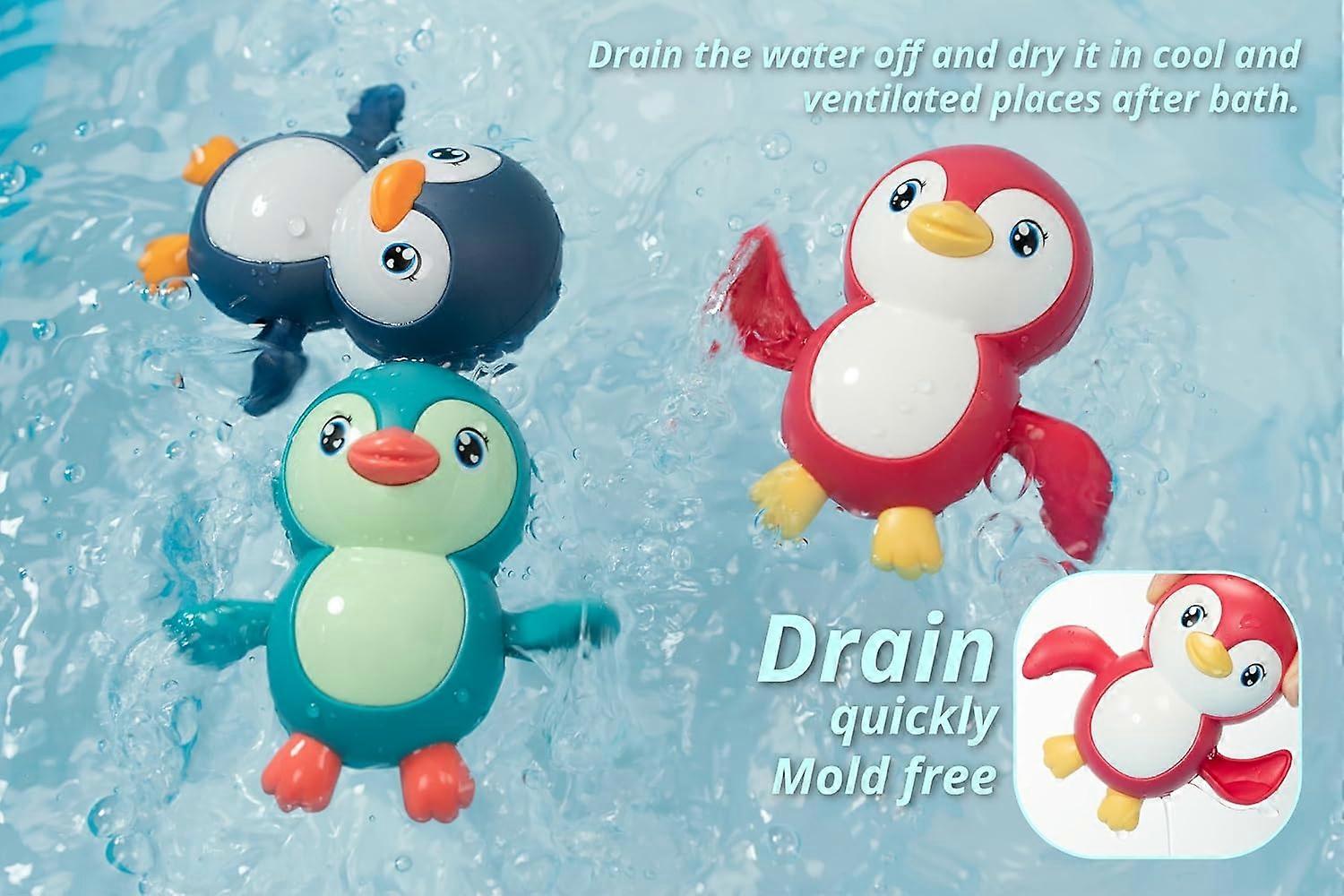 Bath Toys Wind up Backstroke Swimming Penguins for Kids 18M+ (Pack of 3 ...