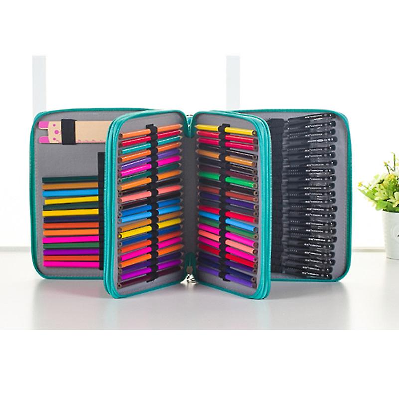 120 Slot Pencil Case - PU Leather Portable Large Multi-Layer Zip Pencil ...