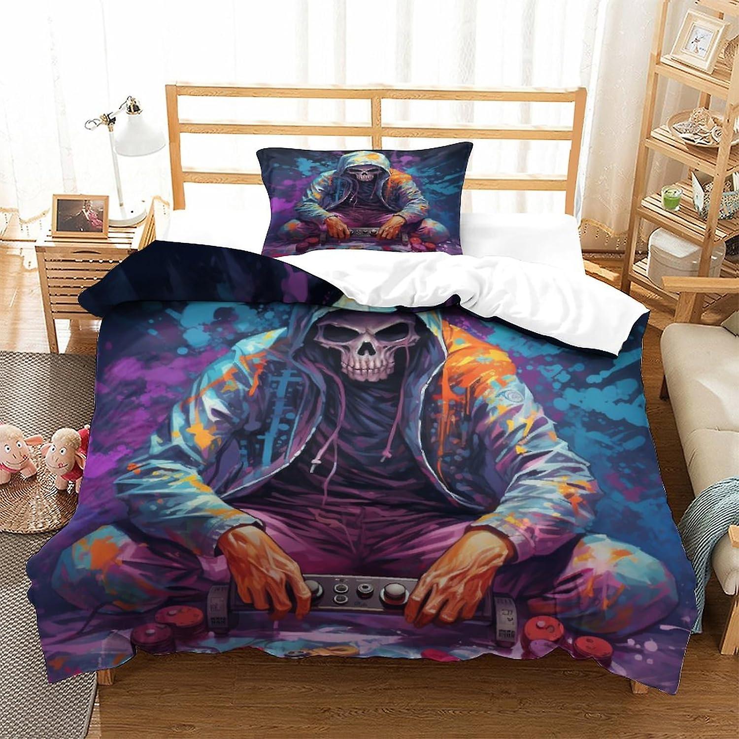 Human Skeleton Bedding Duvet Cover Set Street Style Printed Bedding ...