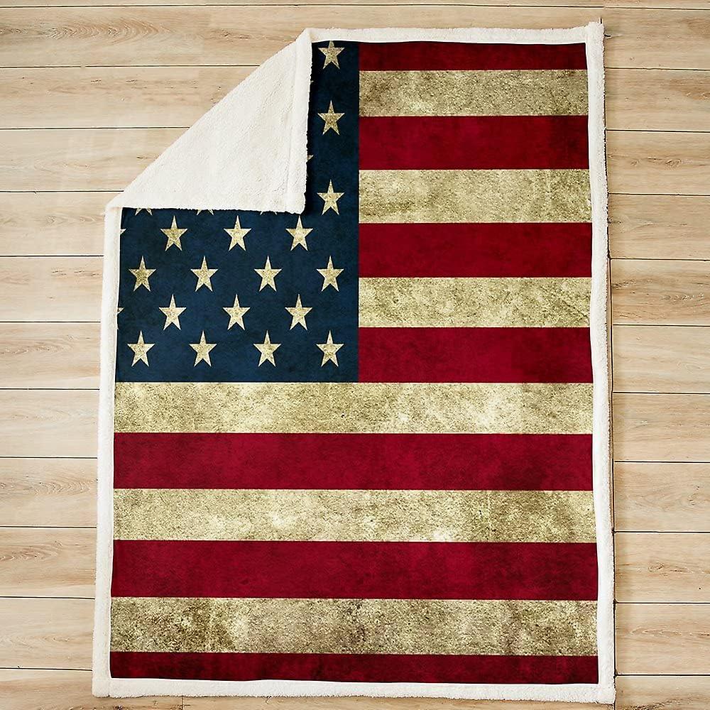 American Flag Fleece Throw Blanket Usa Patriotic Plush Blankets and ...