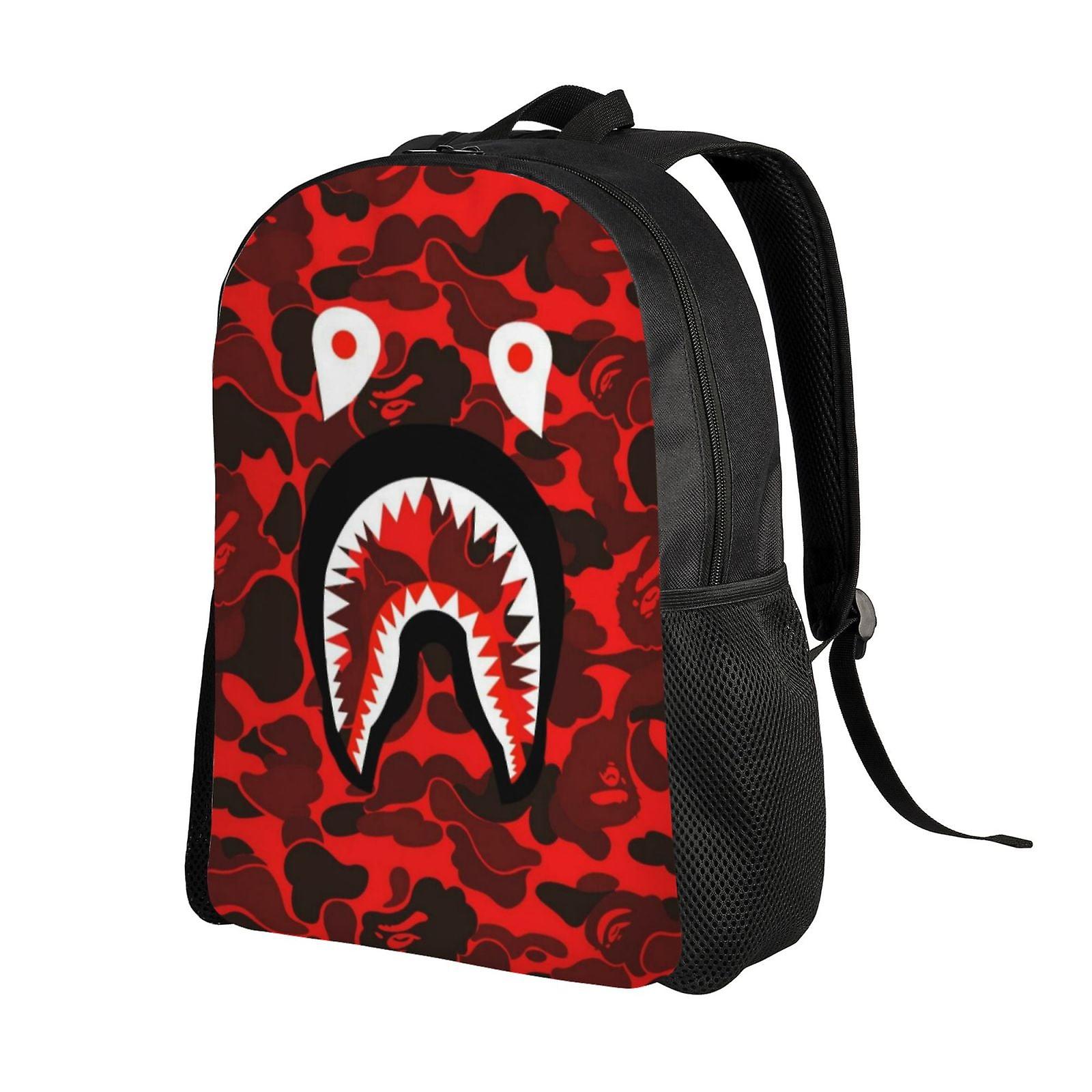Hip Hop Camouflage Bape Shark Backpack Water Resistant College School ...