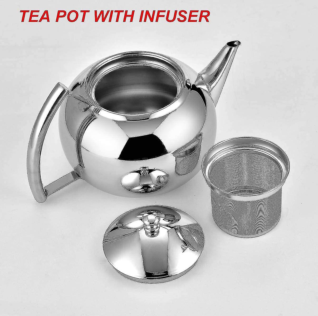 Teapot With Infuser Loose Tea Leaf 2 Liter Stainless Steel Tea Pot ...