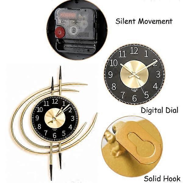 Wall Clock Quiet No Ticking Sounds Large 54cm Wall Clock Modern Gold ...