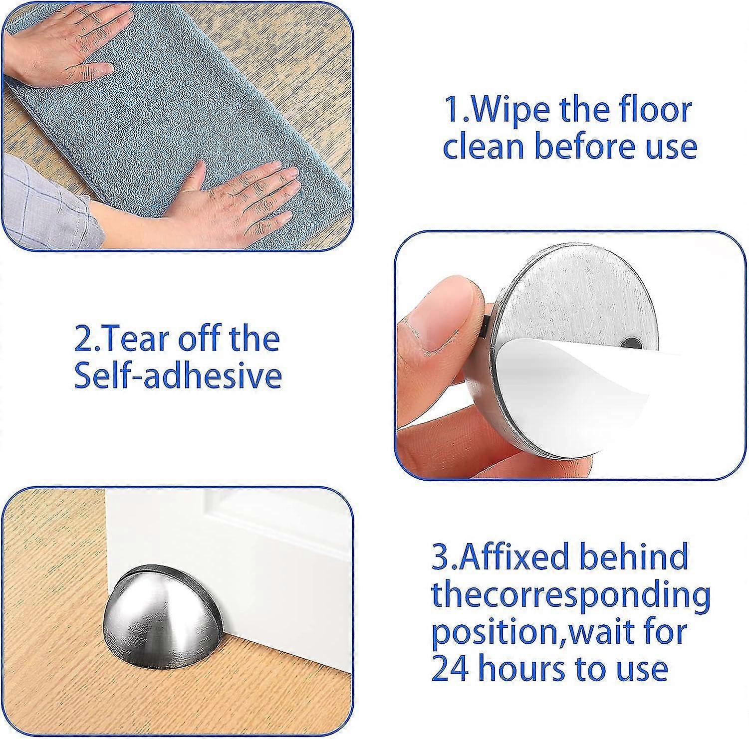 1Set of 6 (Gold)Door Stops, Stainless Steel Adhesive Door Stoppers ...