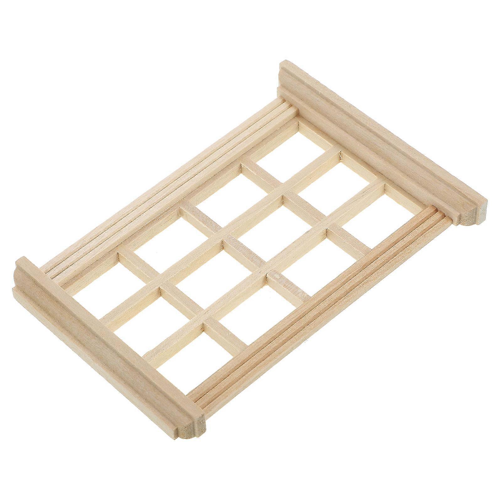 Dollhouse Window Prop DIY Doll House Decoration Mini Wooden Blank ...
