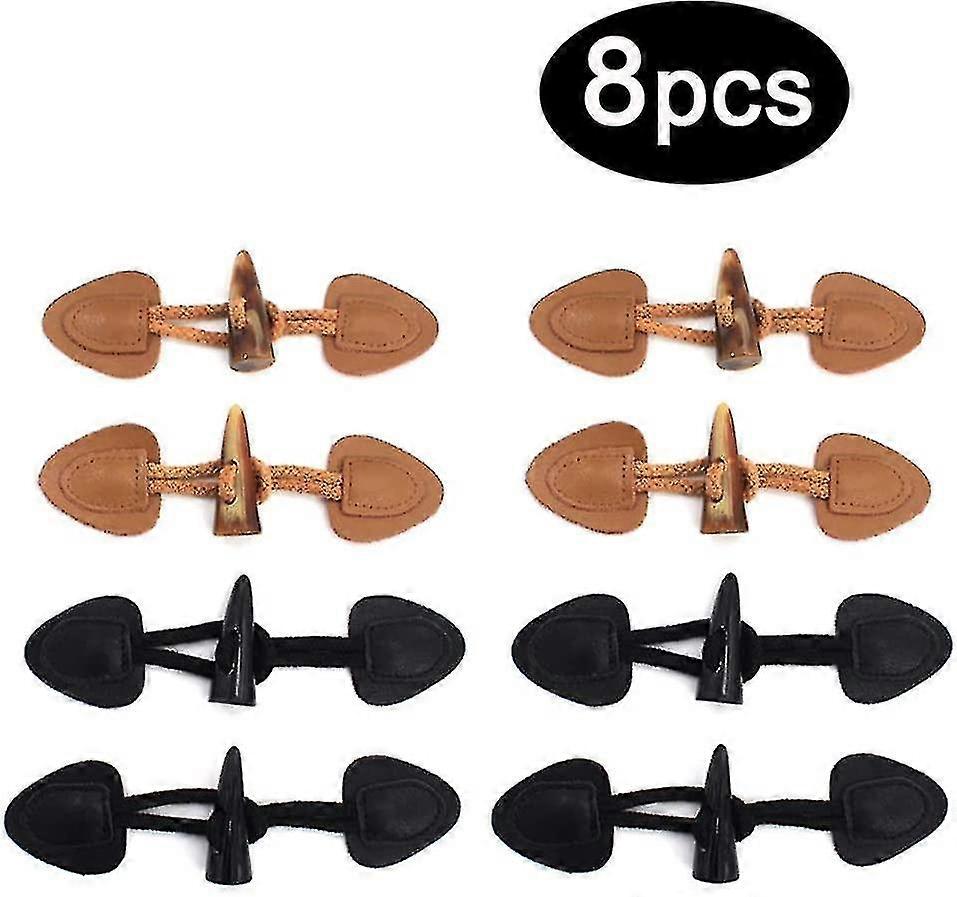 Horn Fastener Buttons 8 Pairs Leather Horn Toggle Buttons Toggle ...