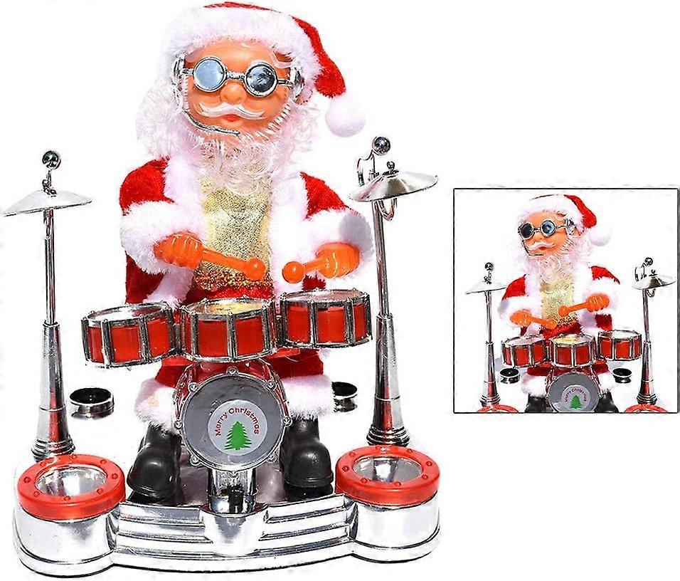2025 New Doll Toy Singing Dancing Santa Claus Play The Drum Toy Battery ...