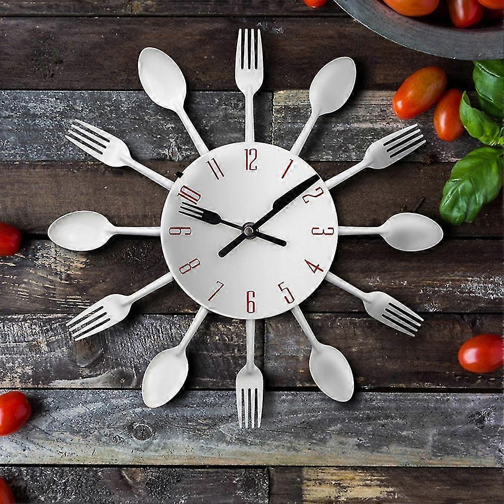 Modern Cutlery Knife Fork Spoons Quartz Wall Clock Analog Decoration ...
