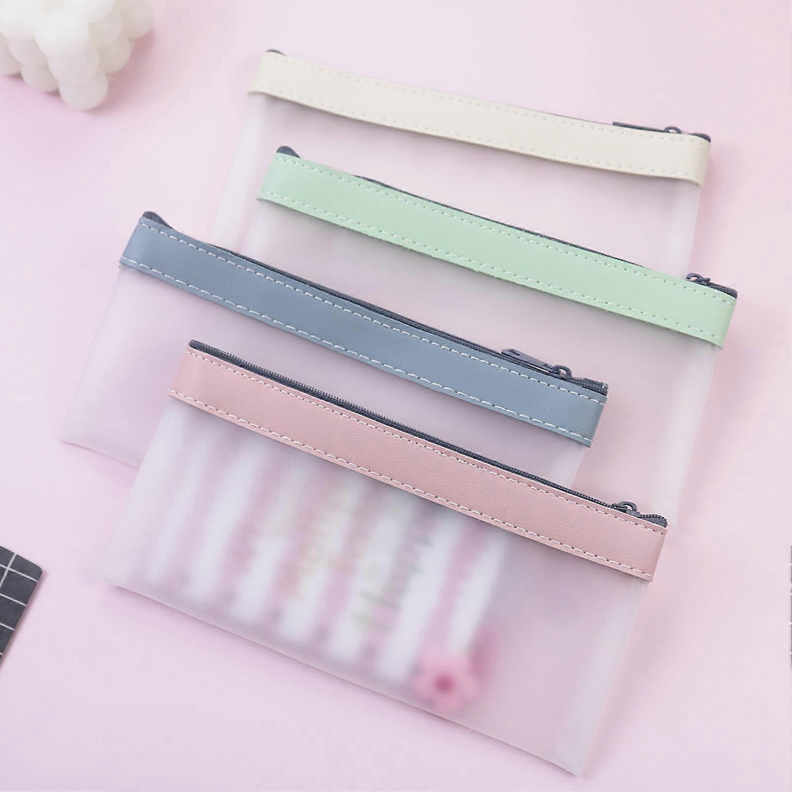 Frosted Transparent Pencil Case Zipper Closure Pencil Pouch Large ...