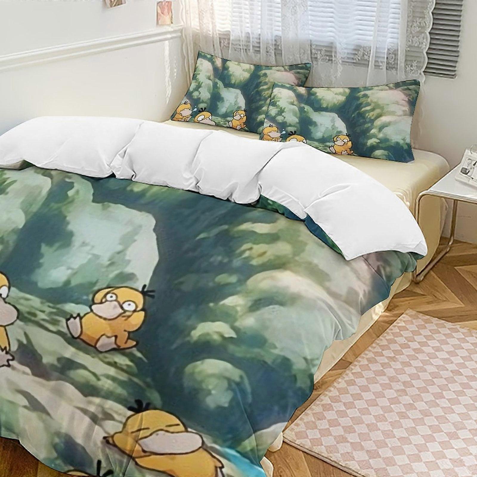 Bh52 Psyduck Bed Duvet Cover Funny Anime Cartoon Bedding Sets ...