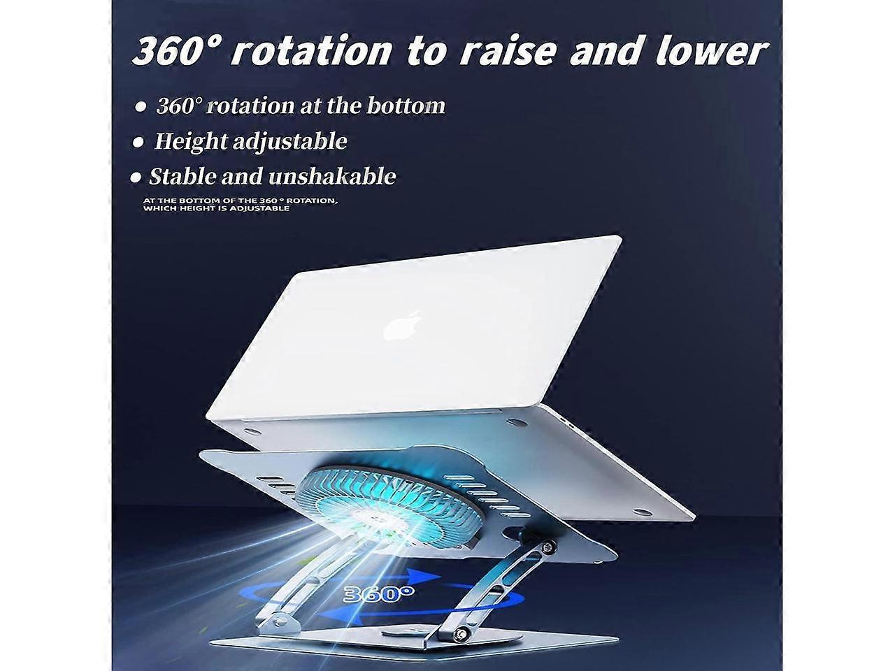 laptop stativ med køleventilator bærbar aluminium bærbar holder med 360 ...