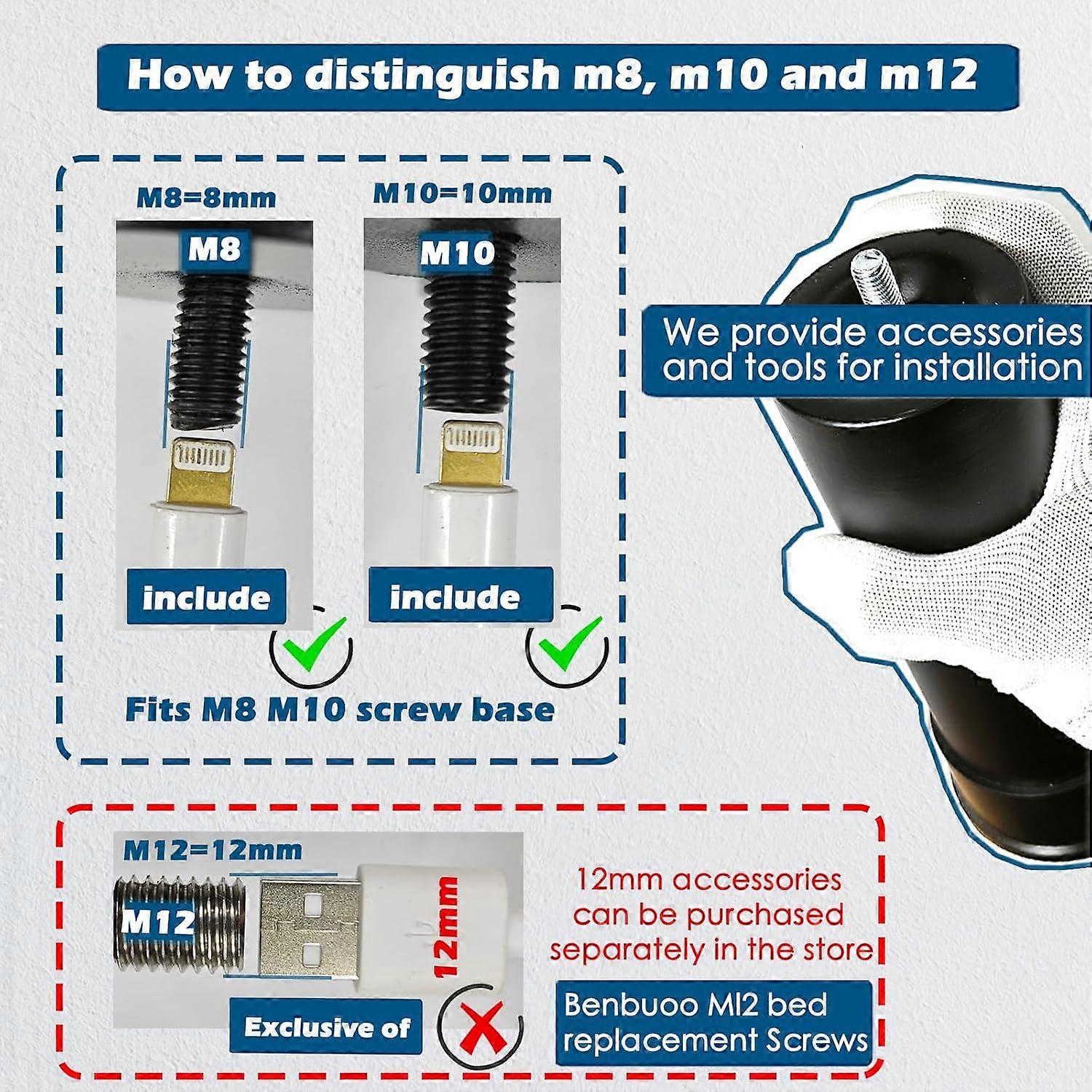 11 Inch Metal Adjustable Bed Base Frame Leg Replacement Heavy Duty ...