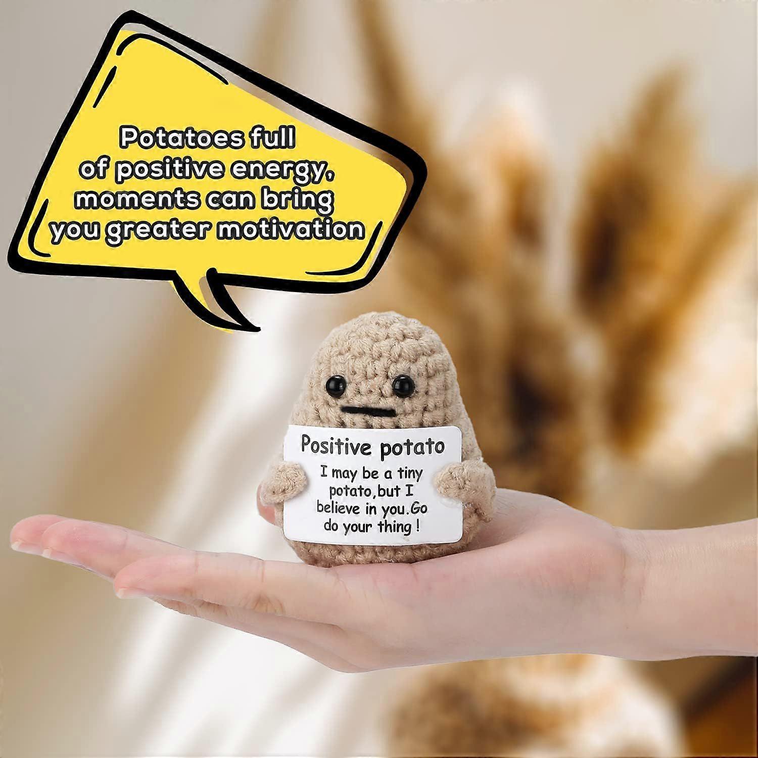 Mini Funny Knitted Wool Potato Toy with Positive Card - Crochet Doll ...
