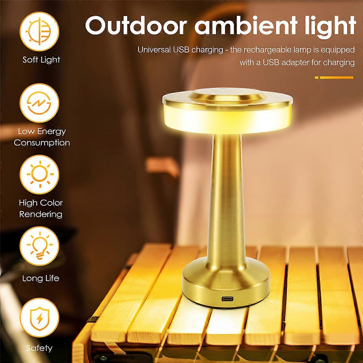 Touch LED Rechargeable Table Lamp Dining Table Bar Table Lamp,Gold ...