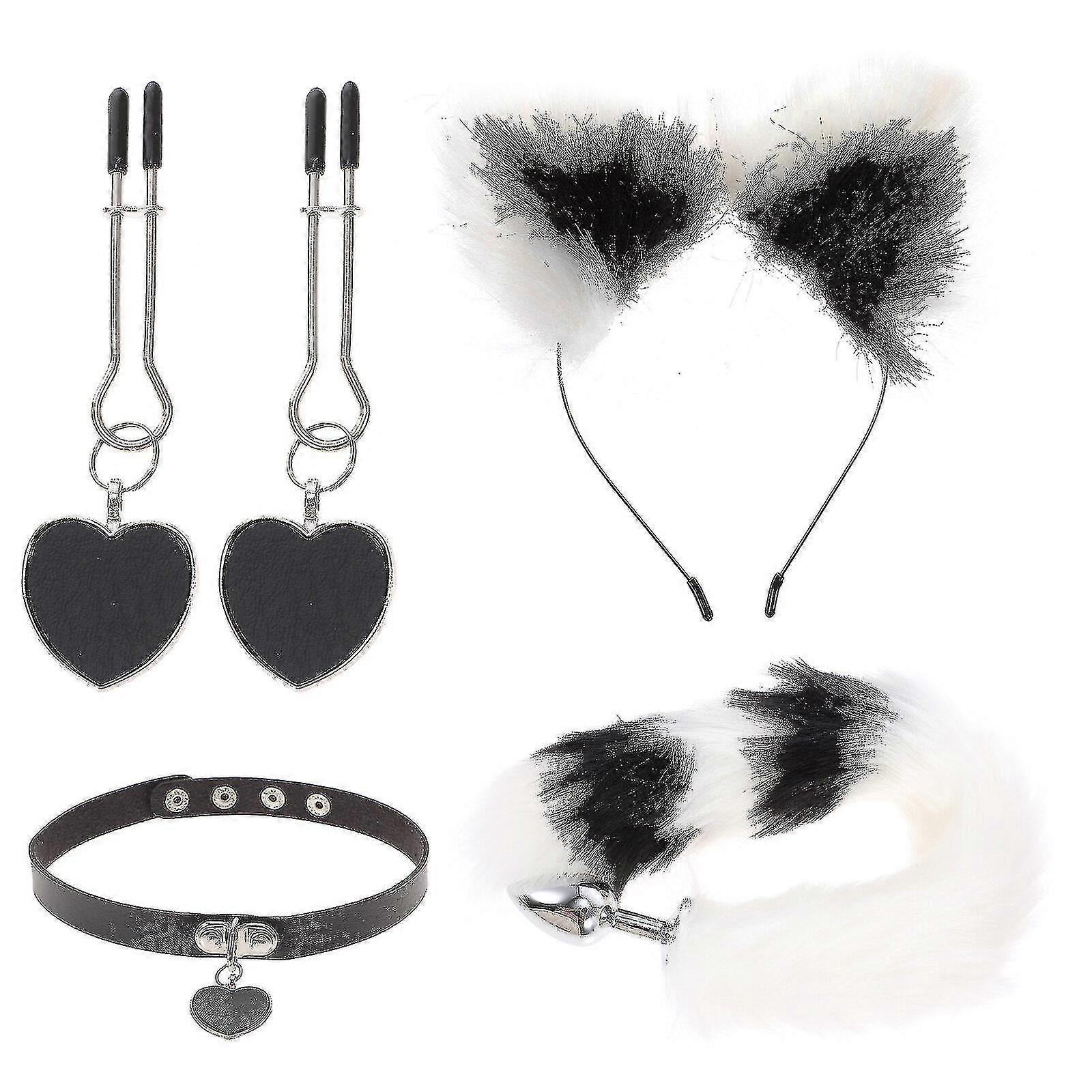 Furry Tail Ears Headband for Women's Cosplay Costumes Tail Plug Accessories Set | Fruugo UK