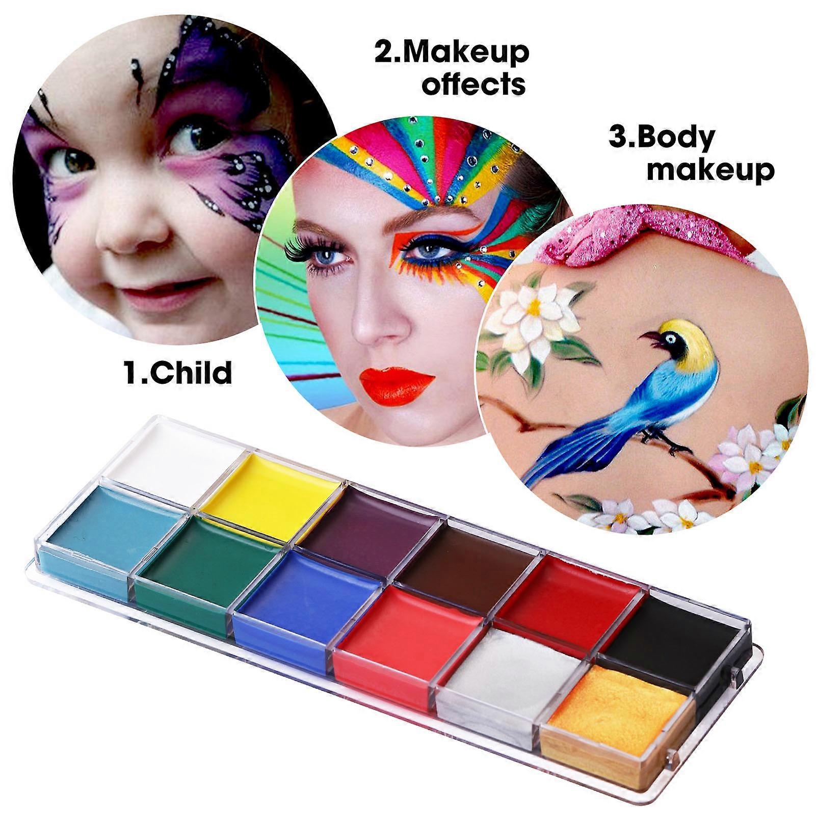 Face Paint Palette 12 Colors Oily Hypoallergenic Highly Pigmented ...