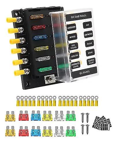 12 Way Fuse Block W/negative Bus - Atc/ato 12 Circuit Fuse Box With ...