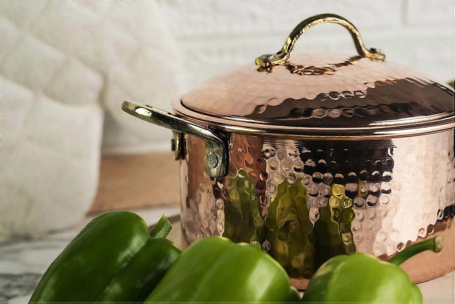 Solid Copper Cookware And Lid Set (brass Handles) | Handmade Copper ...