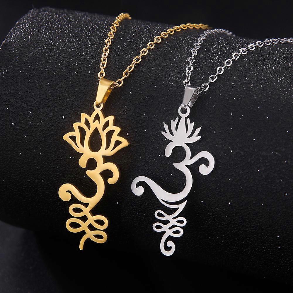 Dawapara Vintage Unalome Necklace Om Sanskrit Symbol Lotus Hinduism ...