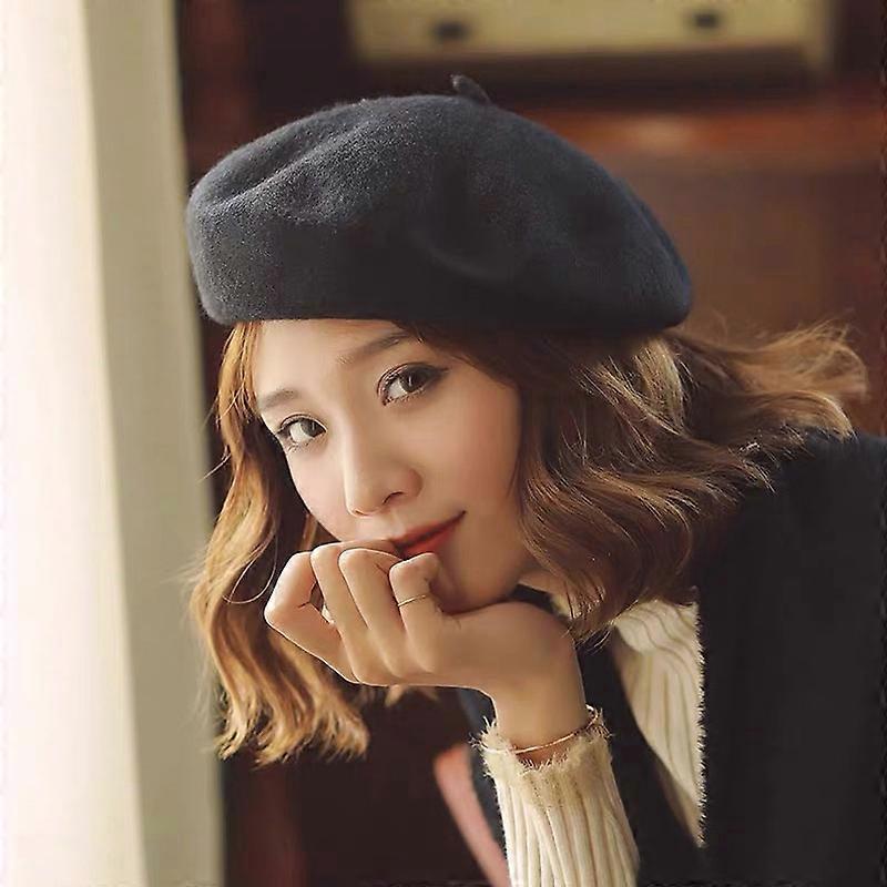 Wool Contained Women Berets Winter Hats Vintage French Plaid Top Military Cap Painter Hat Beret ...