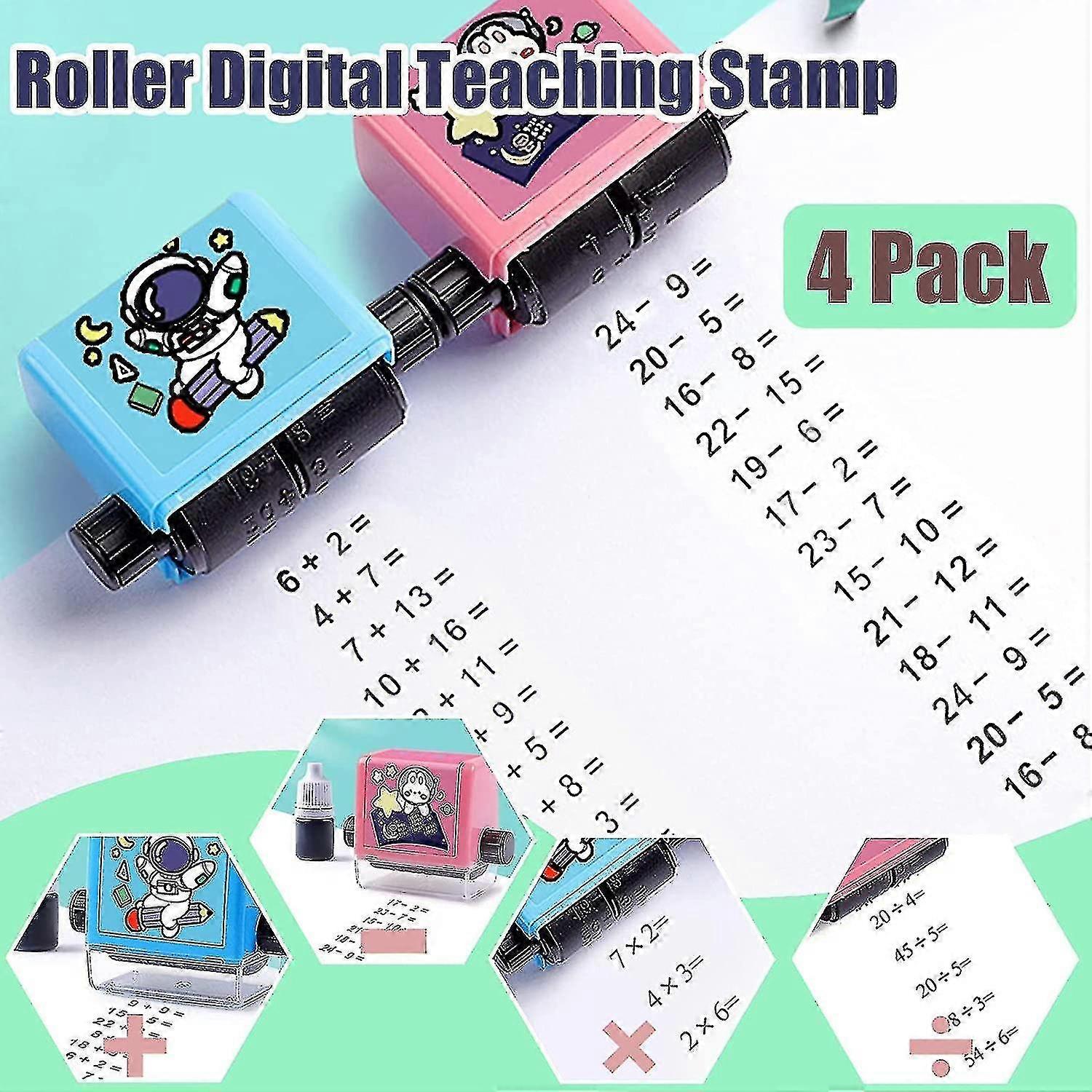 4pcs Math Roller Stamps,reusable Roller Digital Teaching Stamp For ...