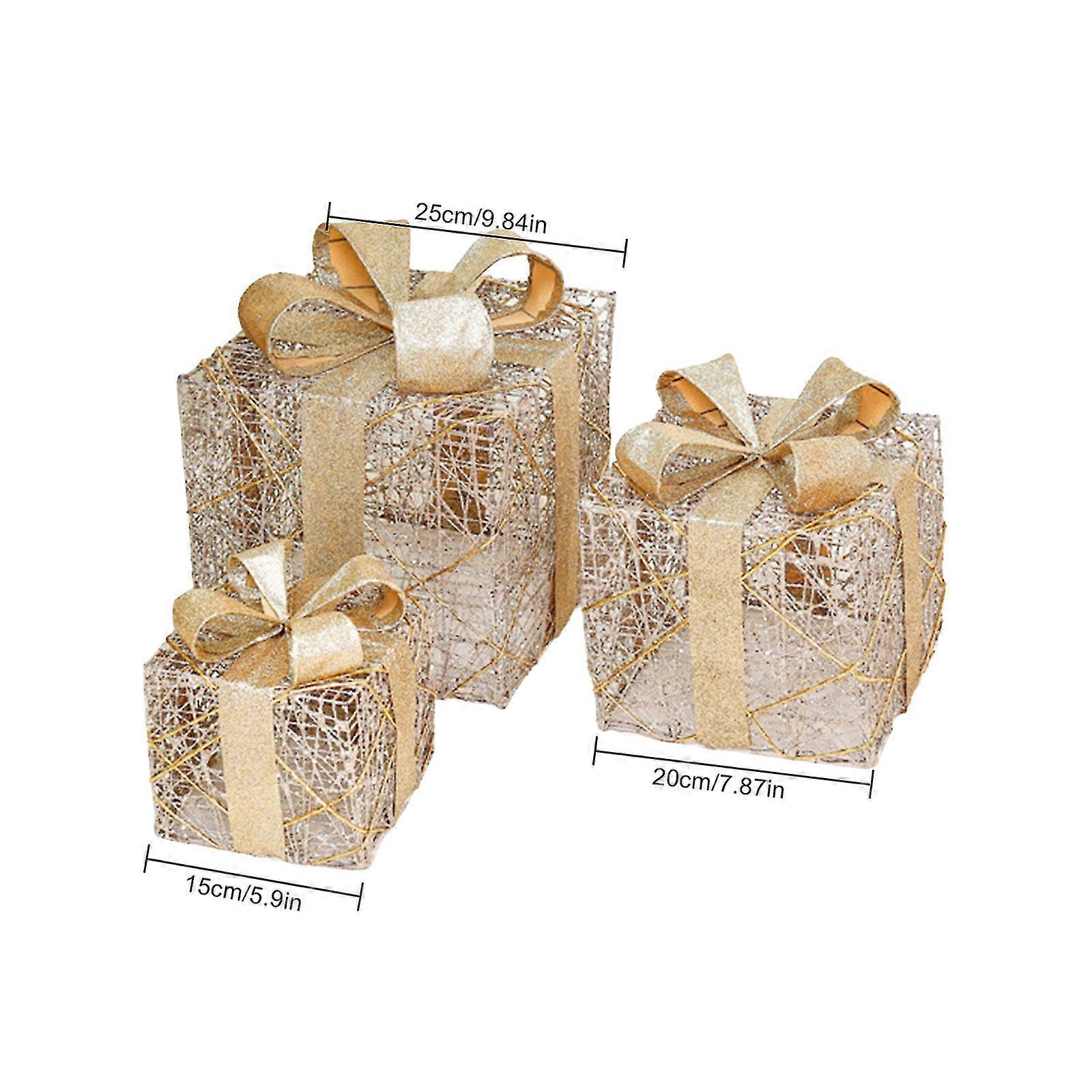 3pcs Christmas Gifts Boxpresent Boxes Ornament Multi Color Tinsel Boxes ...