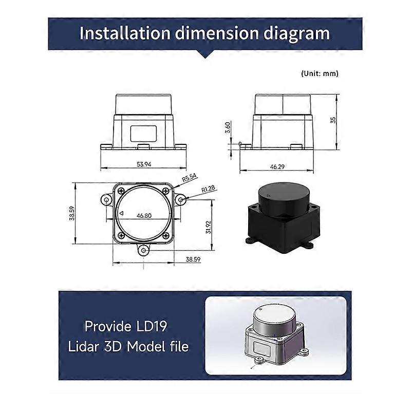 LD06 Lidar LD19 D300 DTOF 3D Scanner 12M Range Portable Support ROS ...