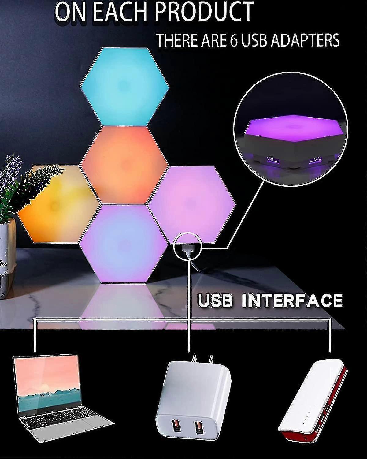Hexagon Lights With Remote,smart Diy Hexagon Wall Lights, Dual Control ...