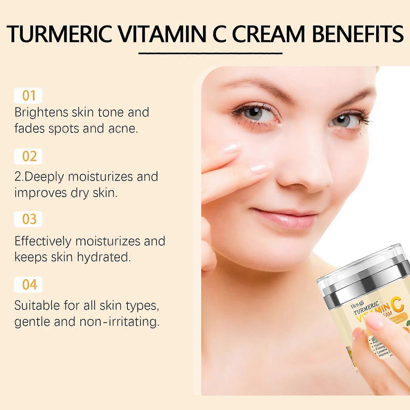 Vitamin C Face Moisturizer, Turmeric Vitamin C Face Cream, Anti-aging Hydration Skin Brightening ...