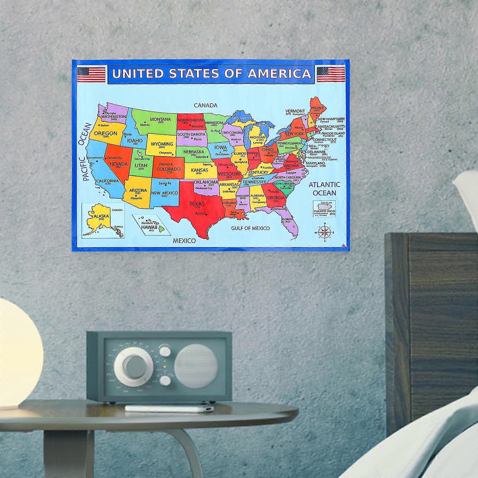 Mapa USA Plakat edukacyjny w klasie Nauczanie mapy geografii Plakat ...