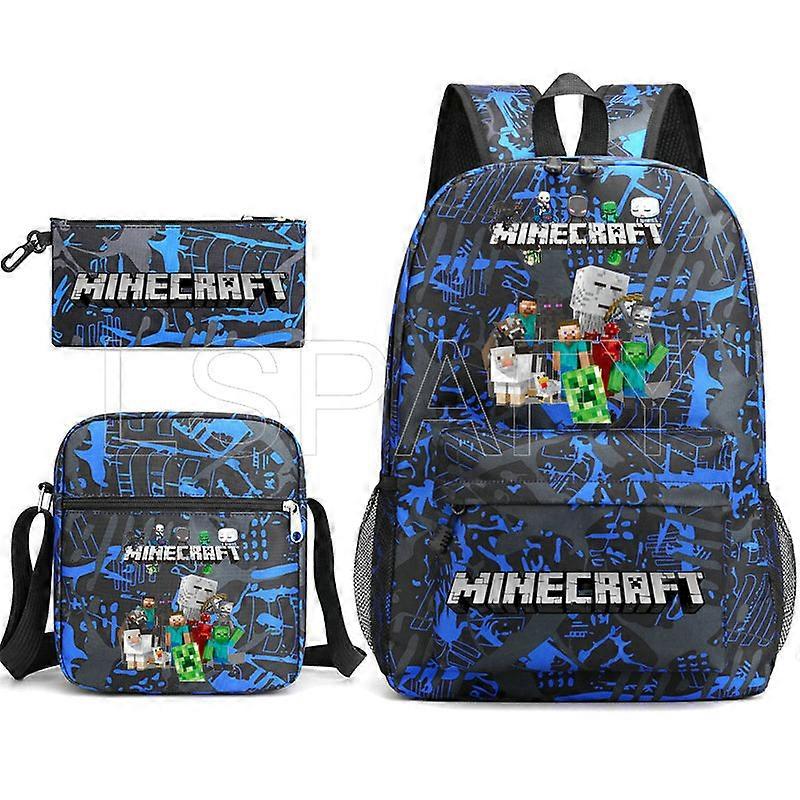 3PCS MINECRAFT Backpack Cartoon Children Boys Girls School Bags ...