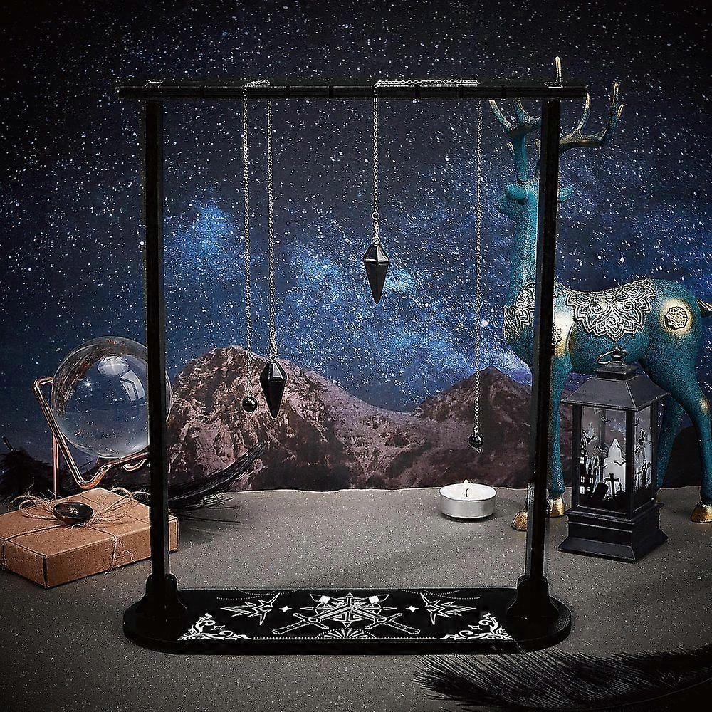 Wooden Crystal Display Shelf Black Oval Crystal Holder Stand Rustic ...