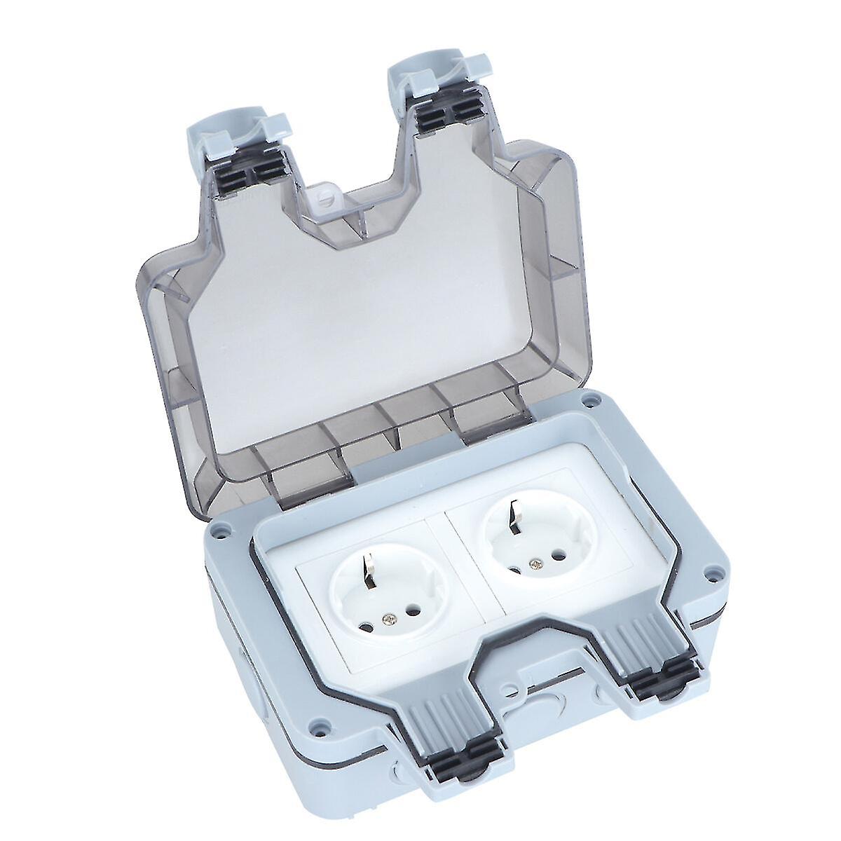 2 Jack Port Ip66 Outdoor Power Socket Wall Waterproof Dust-proof Socket ...