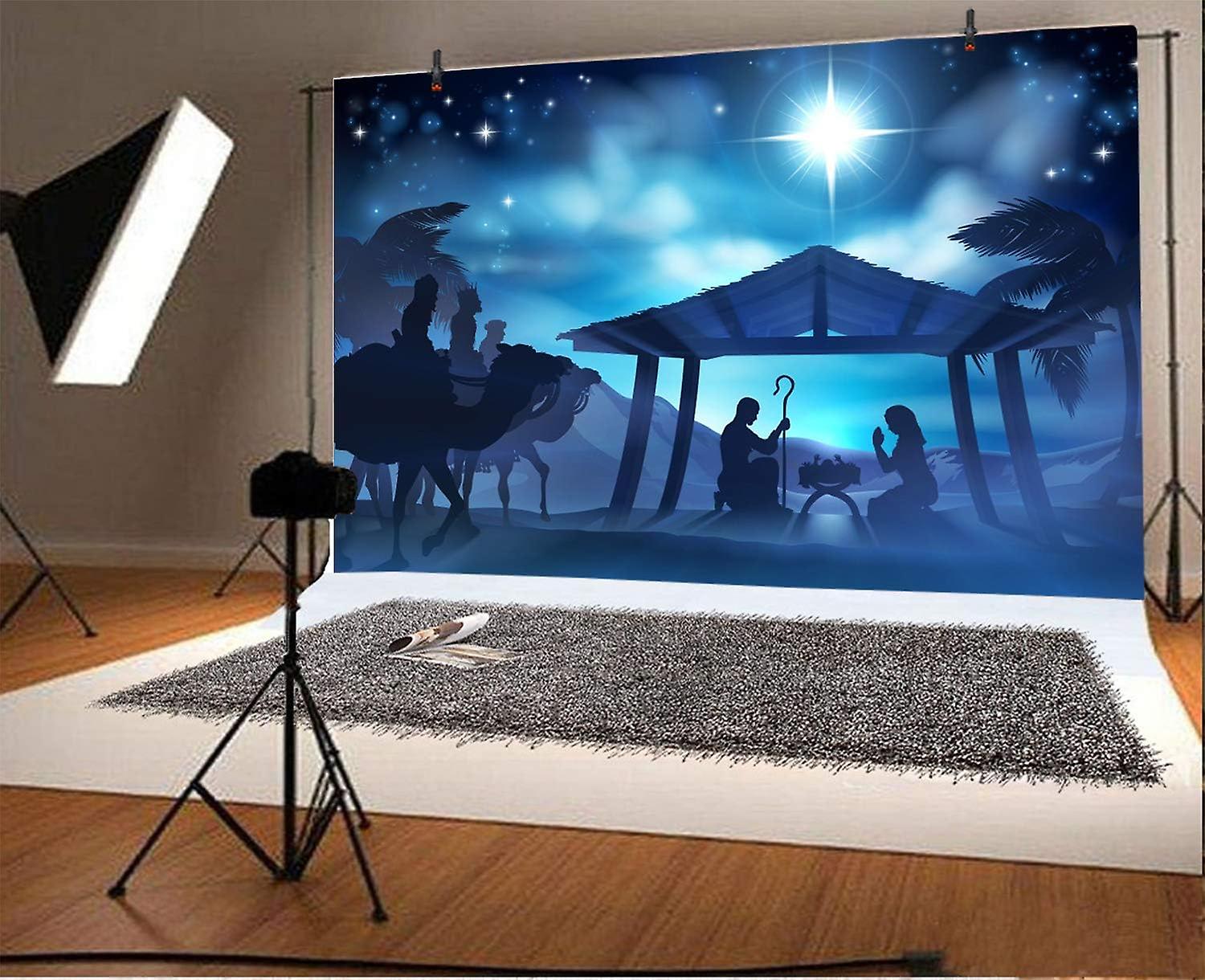 7x5ft Christmas Manger Nativity Scene Backdrop for Church Birth of ...